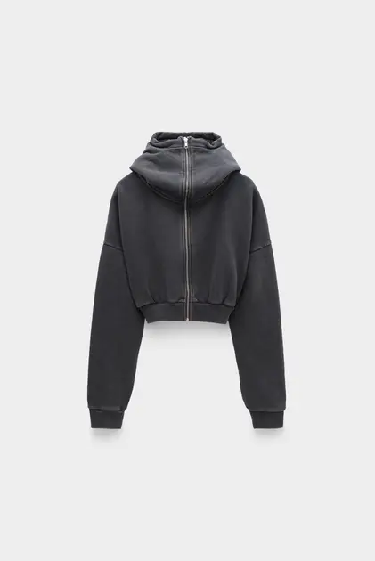 Худи ENTIRE STUDIOS cropped full zip washed black washedblack 9810251026 - купить в Москве за ...